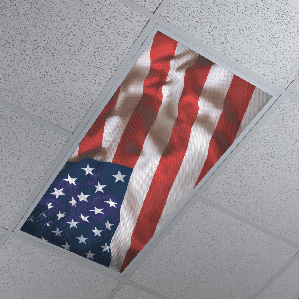 Waving American Flag | Fluorescent Light Cover Insert – Apollo Design Made